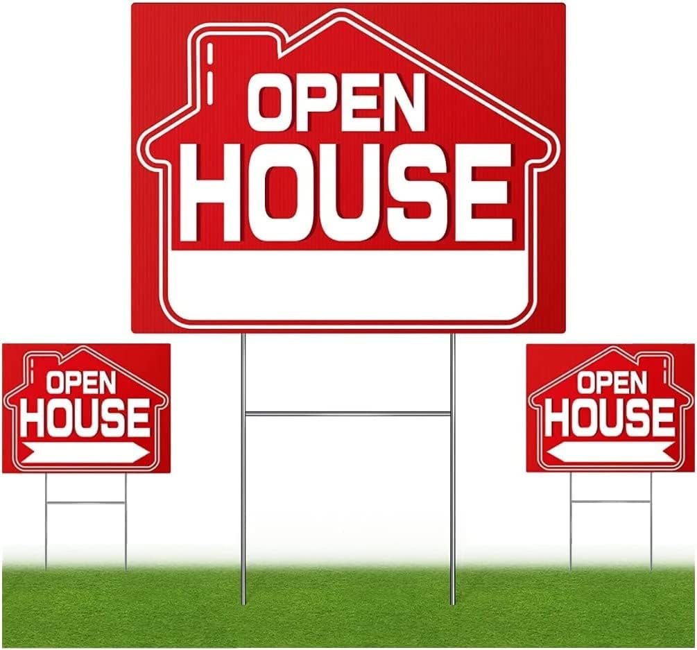 Amazon.com : 3X Double Sided 12x16 Open House Sign for Real Estate ...