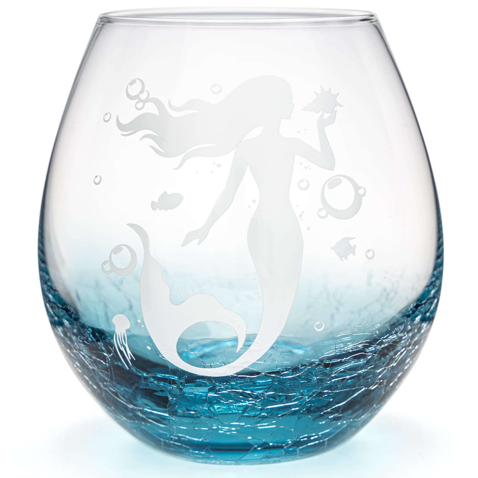 Amazon.com | DOUDIZHU Mermaid Stemless Wine Glass - Teal Color Ocean ...