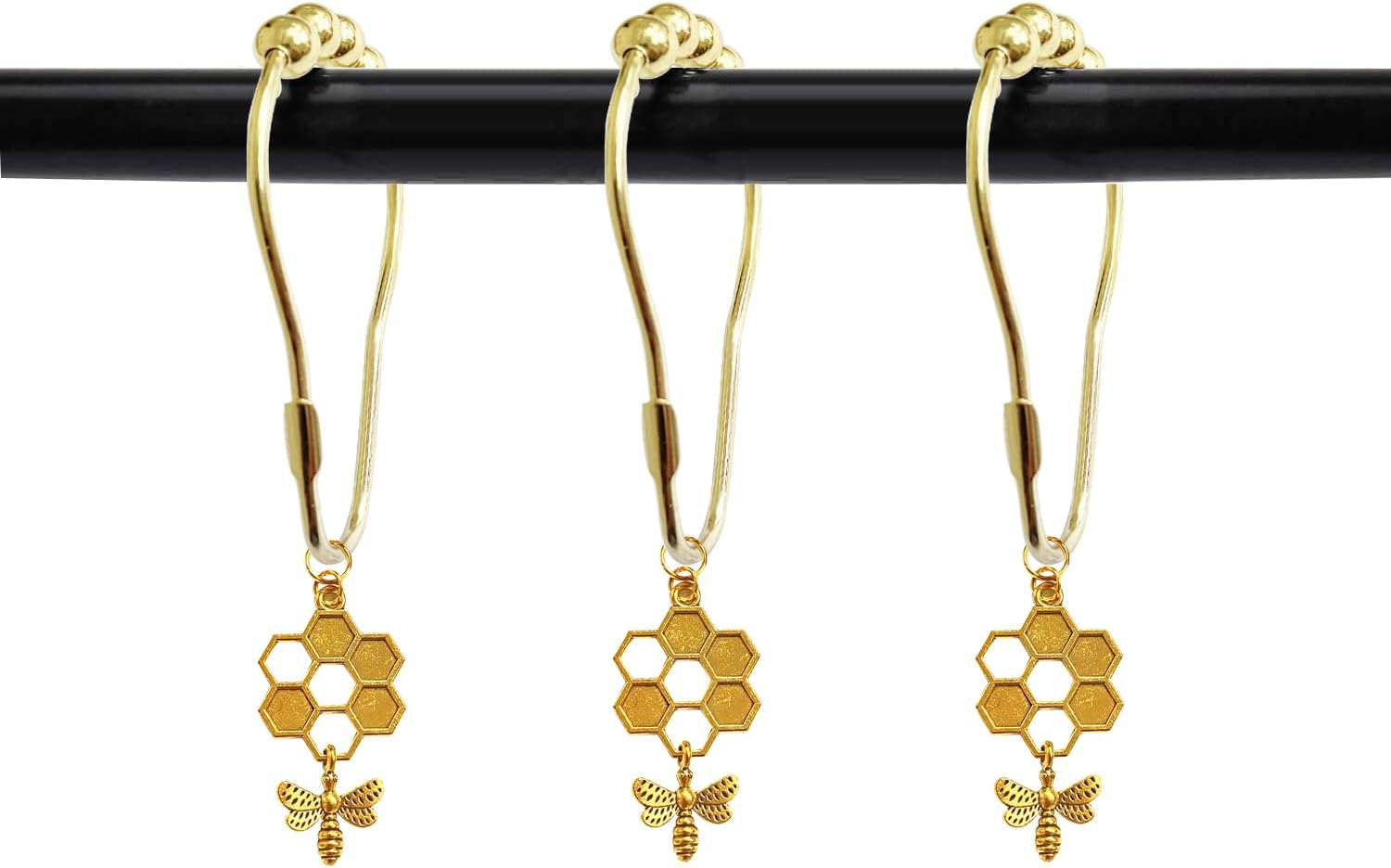 Amazon.com: ZILucky Set of 12 Bee and Honeycomb Shower Curtain Hooks ...
