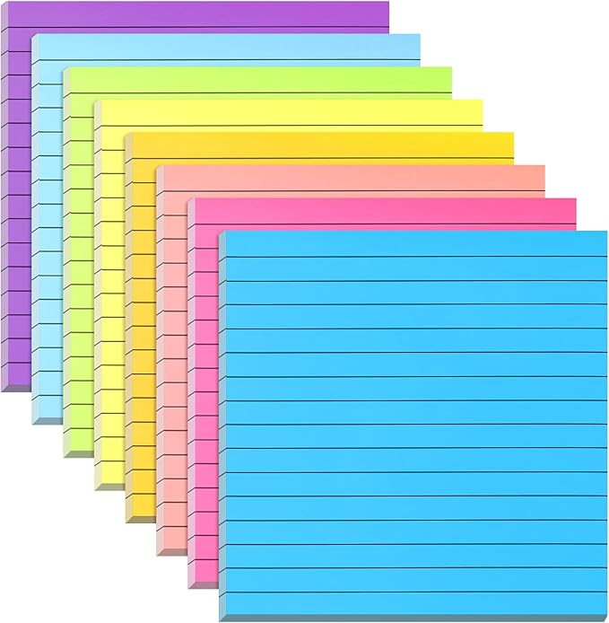 Amazon.com : Qeeenar 8 Pads Big Sticky Notes 11 x 11 Inch Lined Jumbo ...