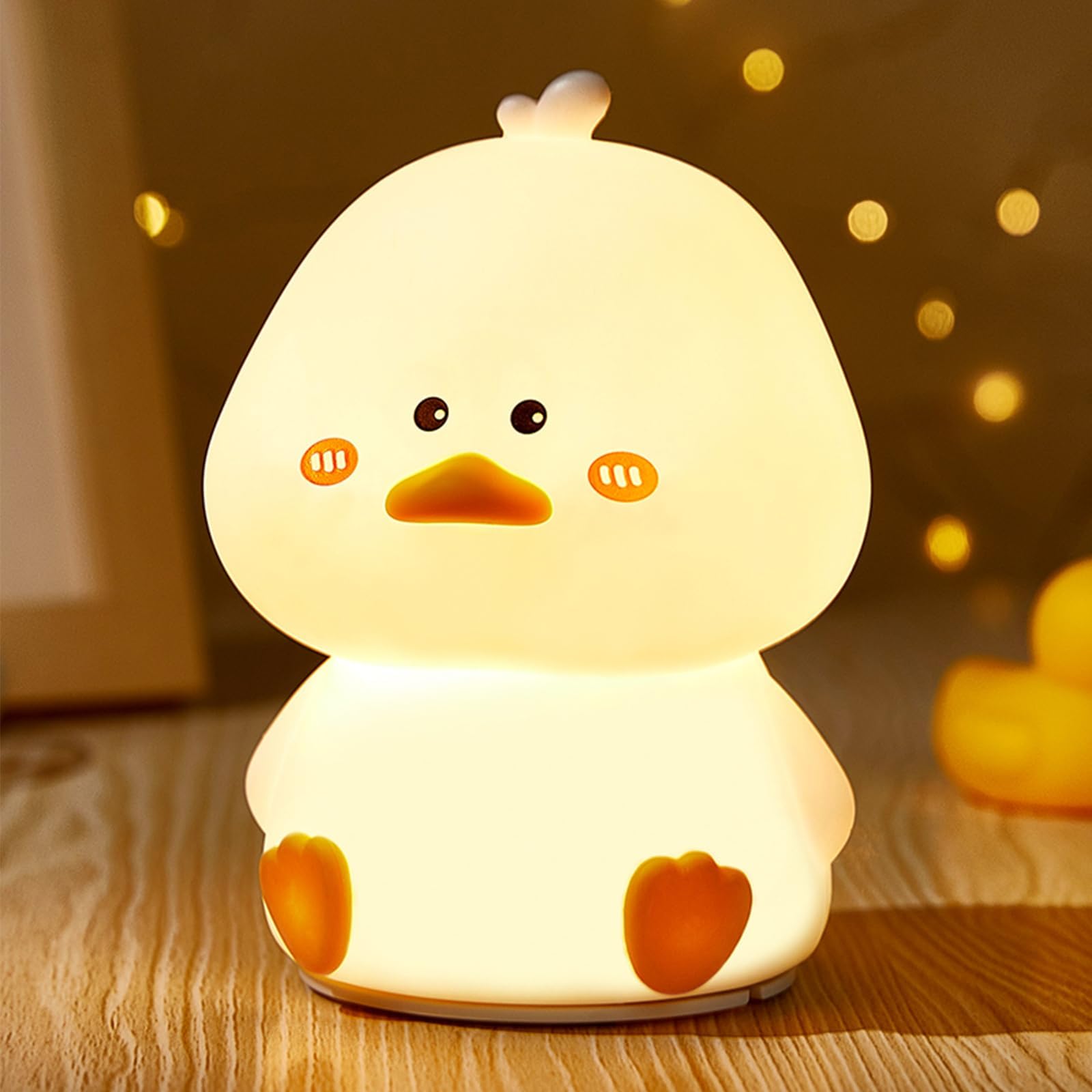 Cute Duck Night Light for Kids, 7Colors Soft Silicone LED Lamp, Baby ...