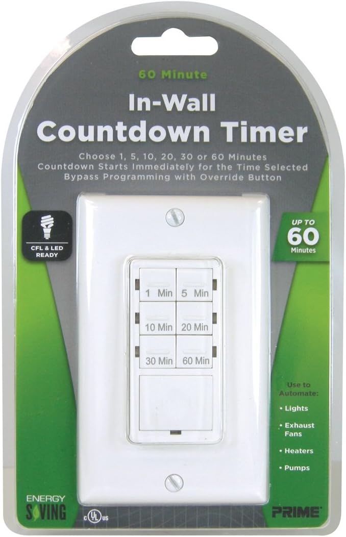 Woods 59007WD In-Wall 30-Minute Decora Digital Countdown Timer - Heat ...