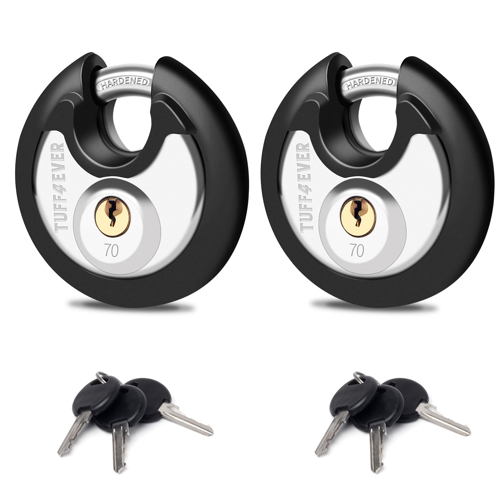 Snapklik.com : Tuff4ever 70mm 2 Pack Disc Padlock Stainless Steel ...