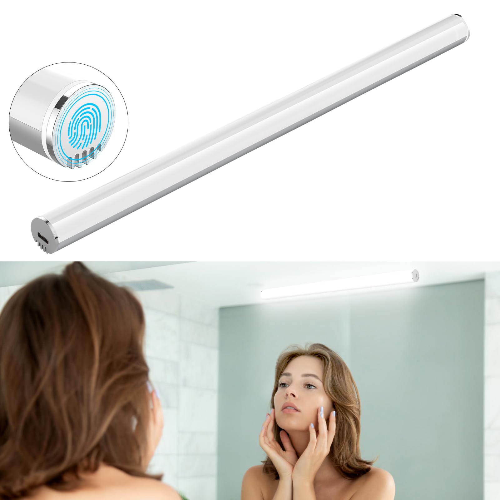 Pilipane LED Mirror Lights, Portable Rechargeable Vanity Makeup Light ...