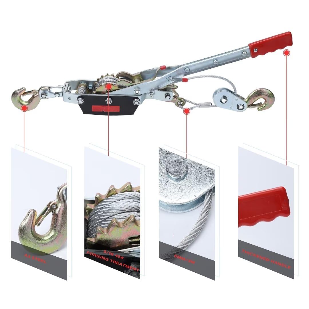 Snapklik.com : Dual Gear Power Puller, Hand Cable Puller Come Along Winch