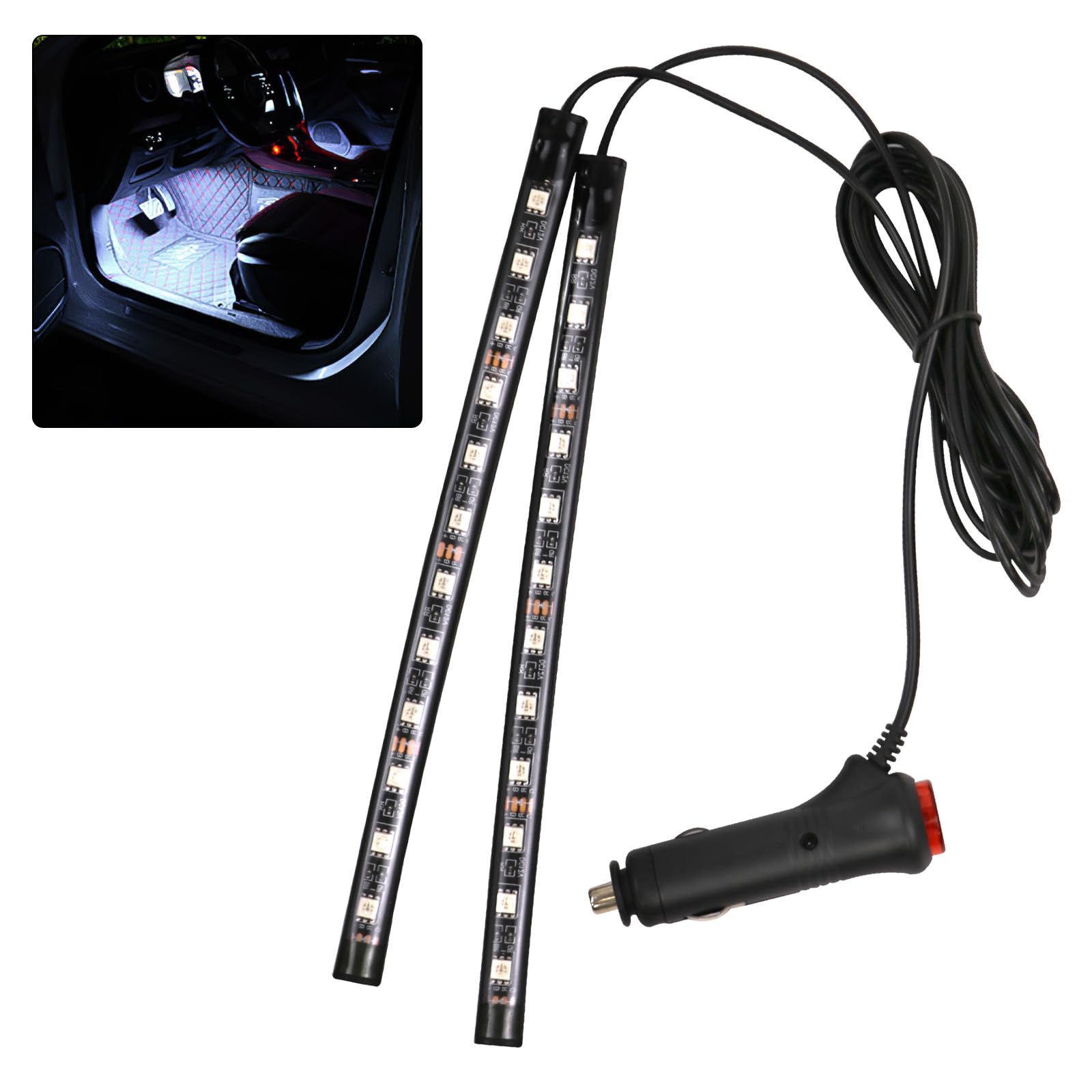 Snapklik.com : Ongfuwu Car LED Strip Light, 12V 24 LED Interior ...