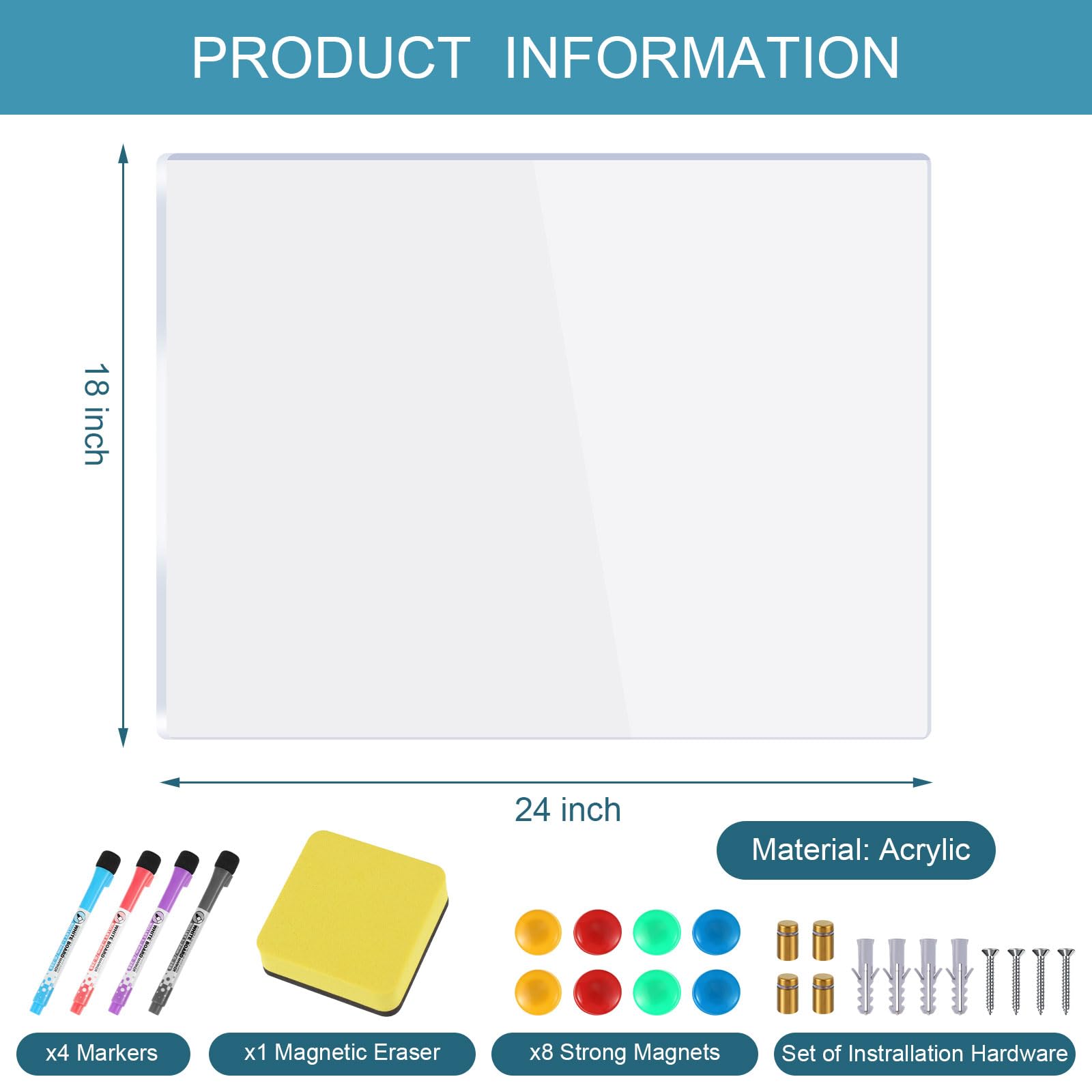 Clear Acrylic Dry Erase Board for Wall Mount Non Magnetic Whiteboard ...