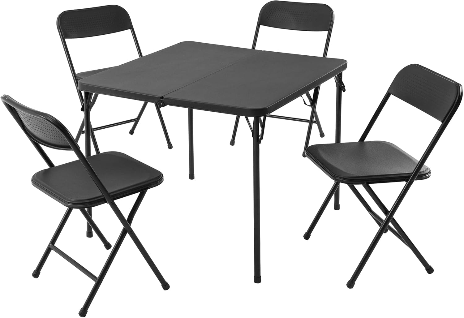 Amazon.com: 5 Piece Resin Card Table and Four Chairs Set, Black : Home ...