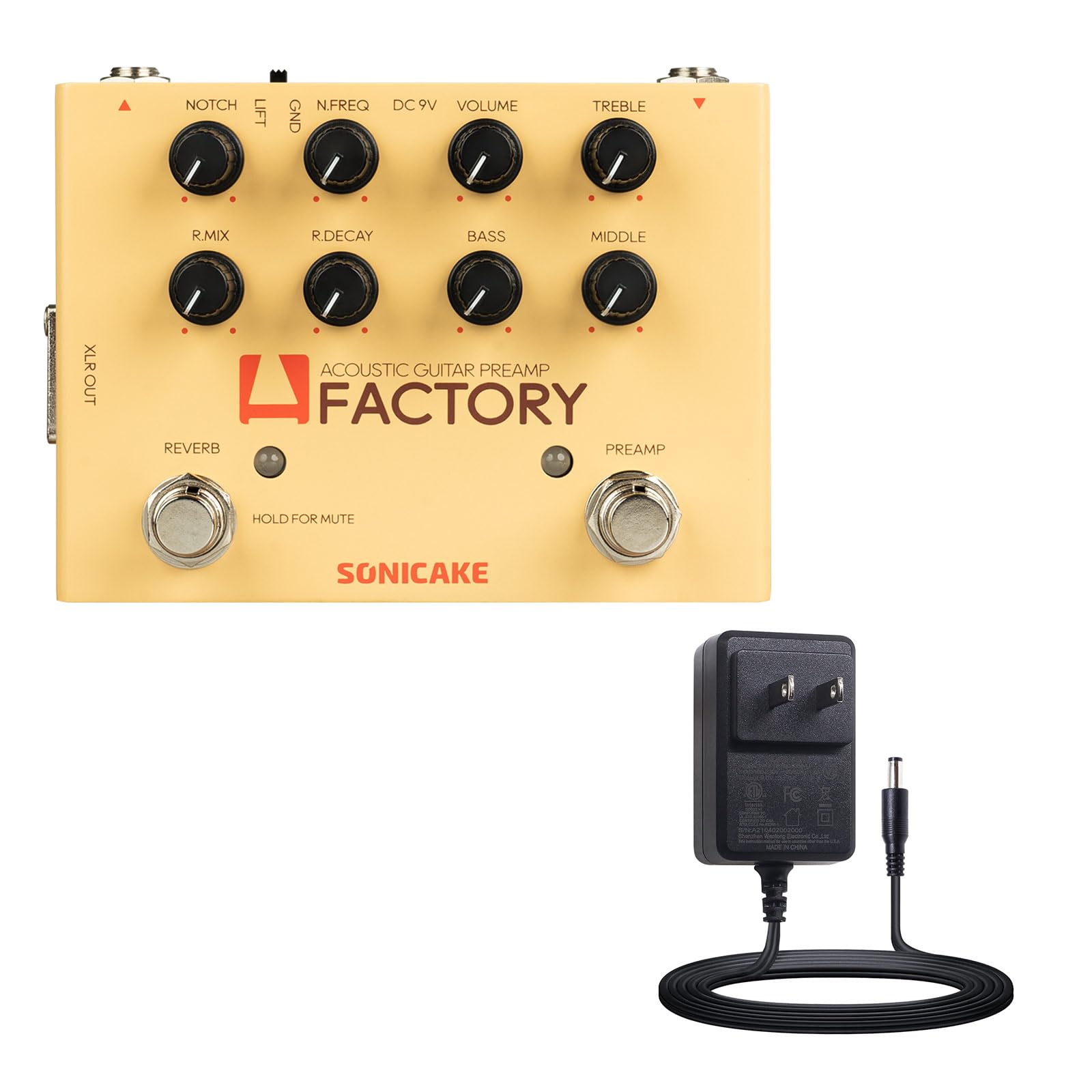 Amazon.com: SONICAKE Acoustic Guitar Effects Pedal & 9V DC 1A Power ...