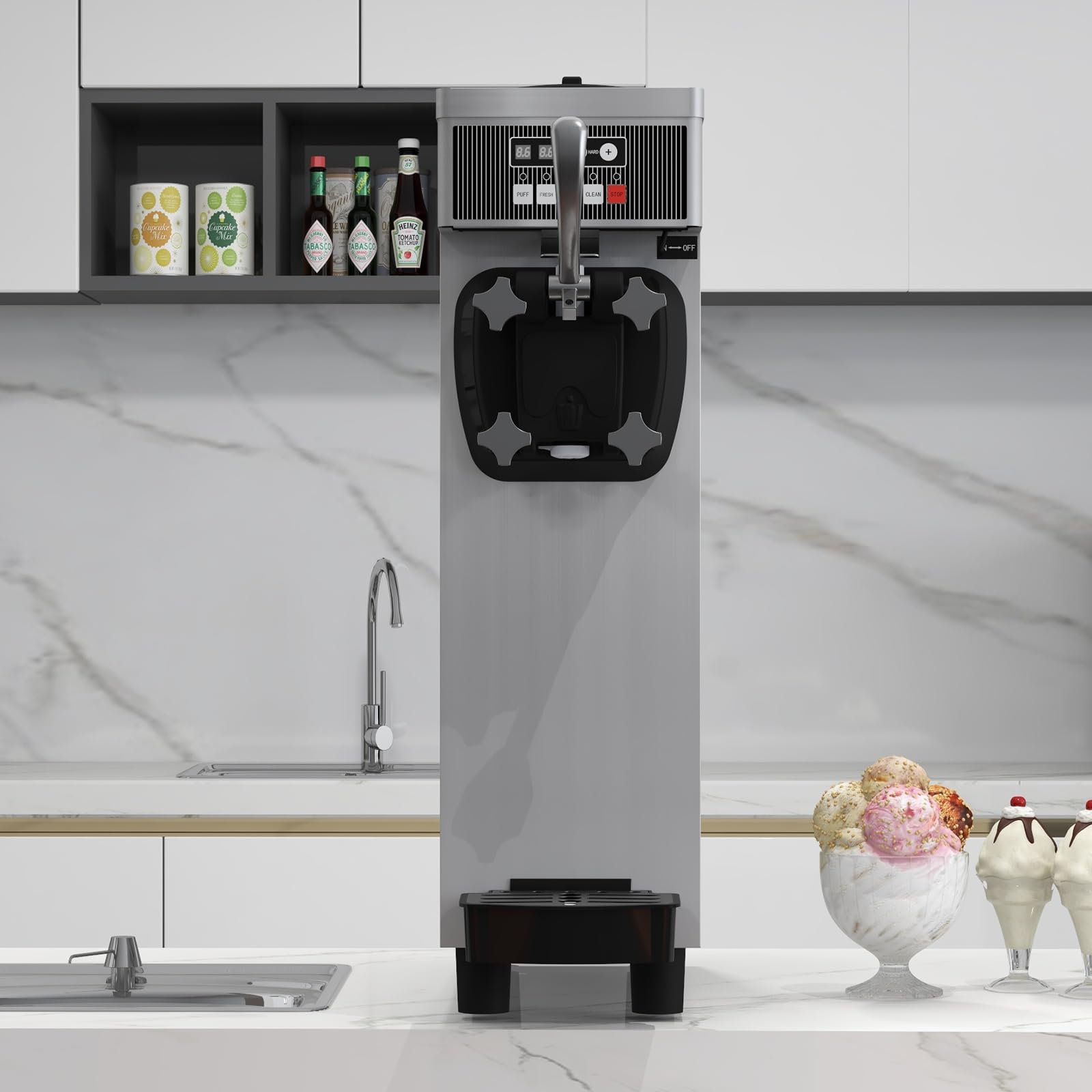 Snapklik.com : Commercial Ice Cream Machine - 4.7-5.8Gal/H, 7L Hoppers ...