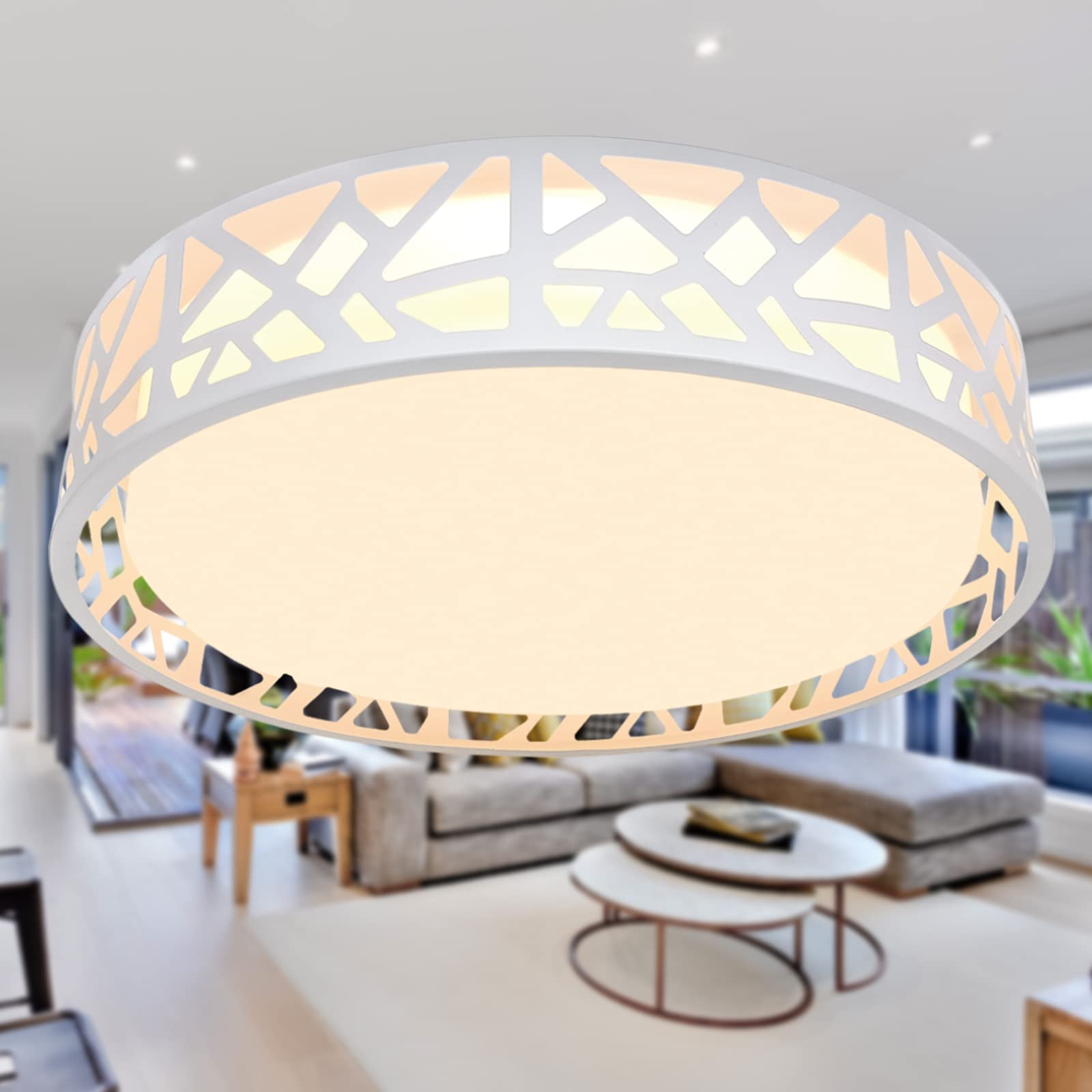 Flush Mount LED Ceiling Light, 15 inch Led Ceiling Fixture with Remote ...