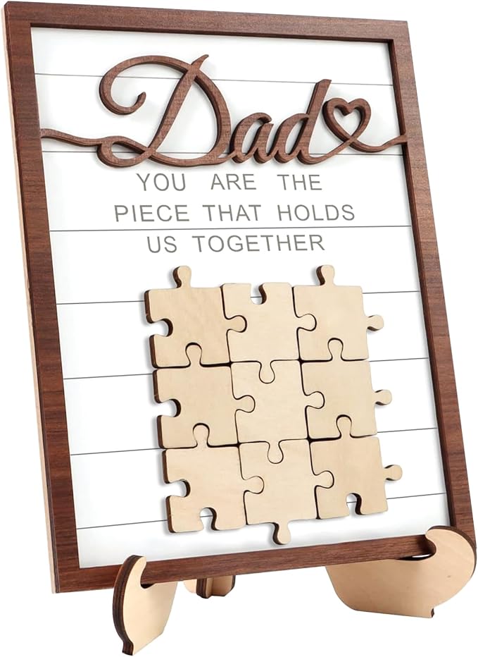 Amazon.com: DECEED Dad Puzzle Piece DIY Sign Father’s Day Sign Wooden ...