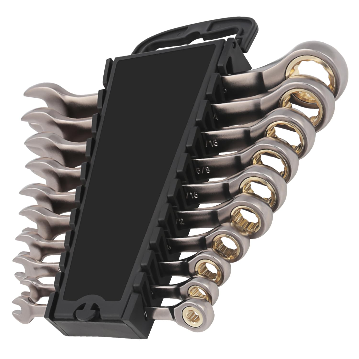 10-Piece Ratchet Wrenches Set SAE Ratcheting Wrench Set with Rack ...