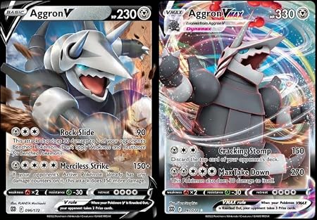 Aggron V & Vmax 097/172 Brilliant Stars - Ultra Rare Pokemon Card Lot ...