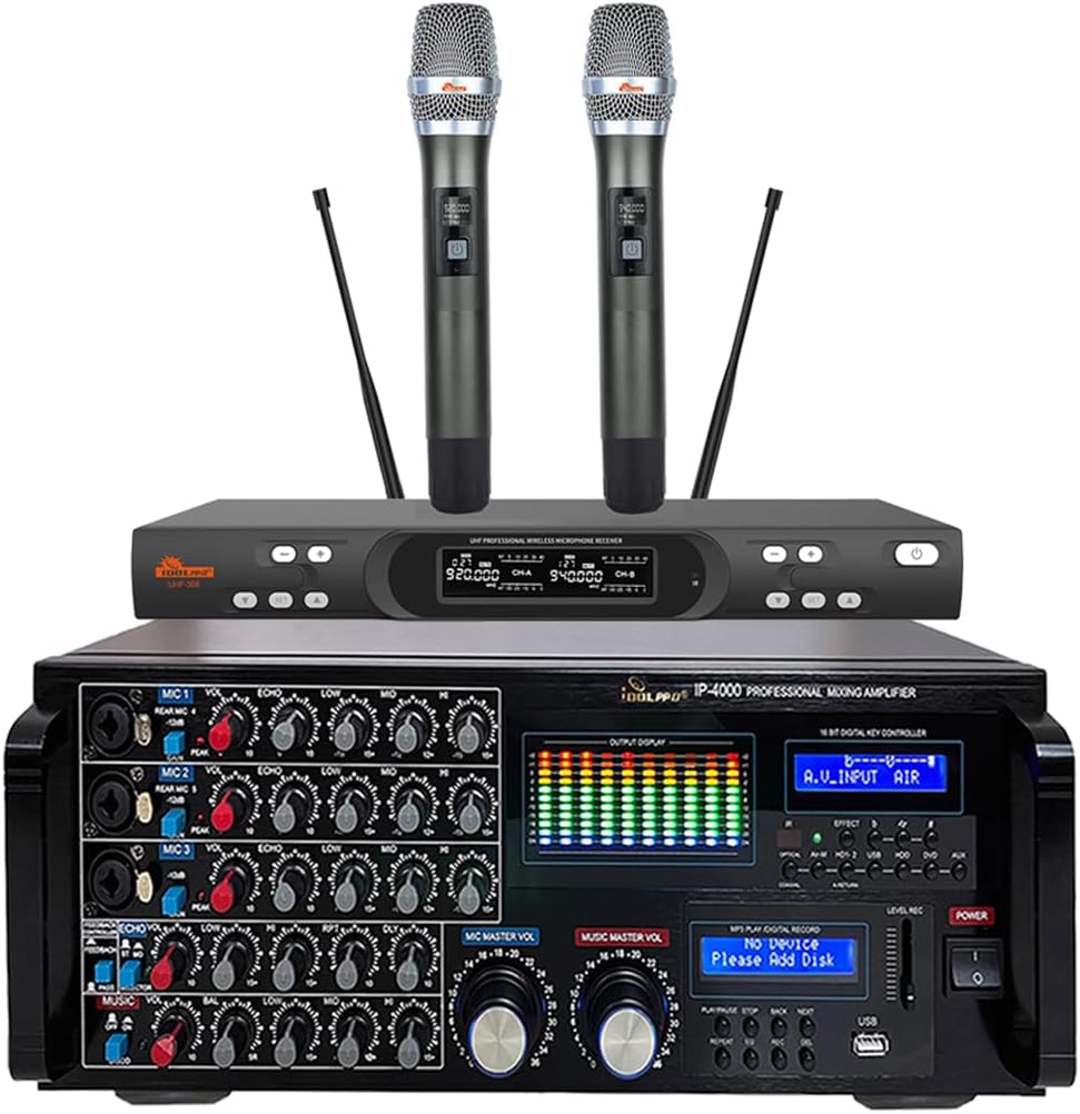 Amazon.com: IDOLpro 3000W Mixing Amplifier with UHF-308 Professional ...