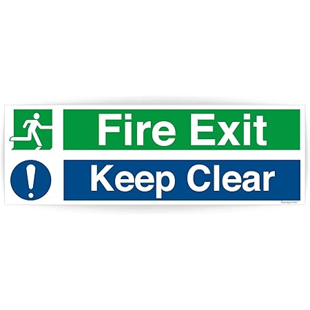 Fire Exit Signs Self Adhesive Sign Vinyl Sticker 300mm x 100mm V1117 ...