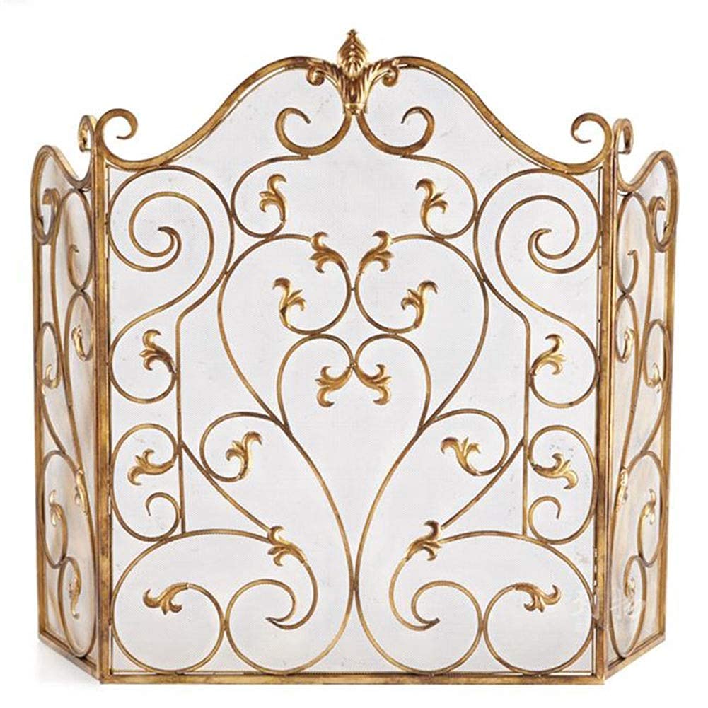Amazon.com: Hearth Fireplace Screen, Wrought-Iron Scrollwork Free ...