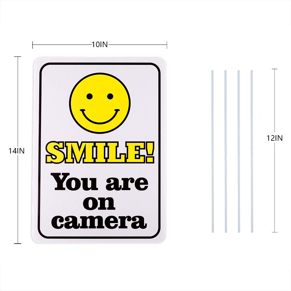 Buy WaaHome Pack of 2 Funny Smile You're On Camera Yard Signs with ...