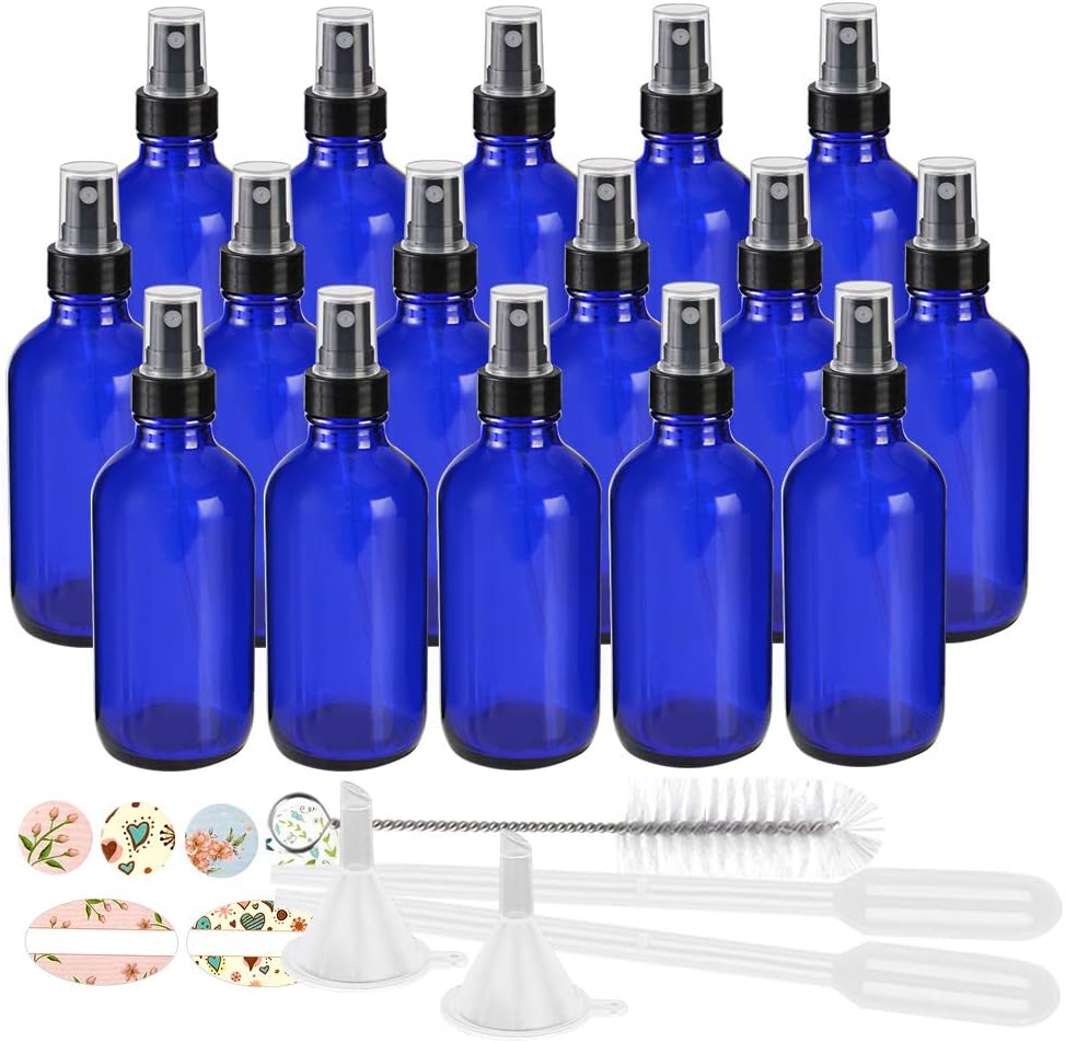 Amazon.com: Omawrf 5Pcs Blue Boston Glass Spray Bottles for Essential ...