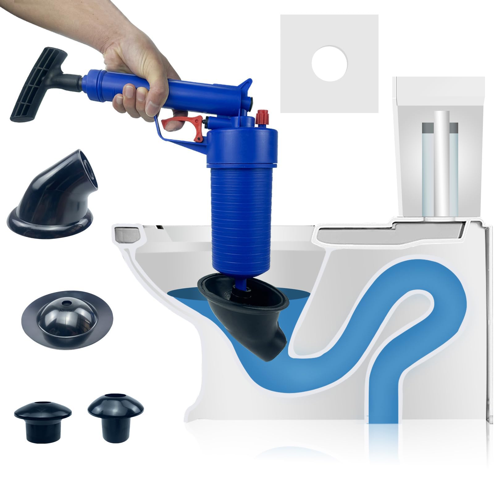 BlueSpot Plunger OUTSTANDER Toilet Plunger With Caddy, Powerful Drain ...