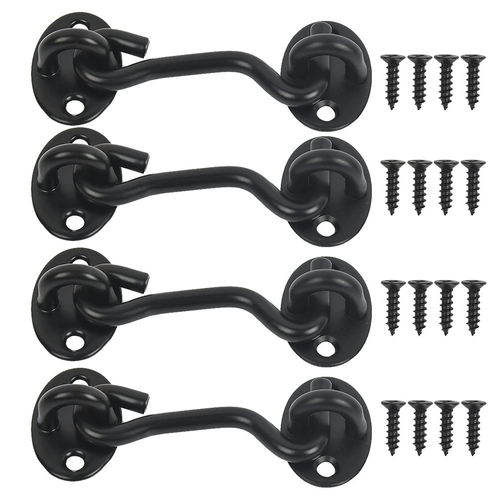 Buy Cabin Hook Eye Latch 3Inch Heavy Duty Lock Hook and Eye Latch, 4 ...