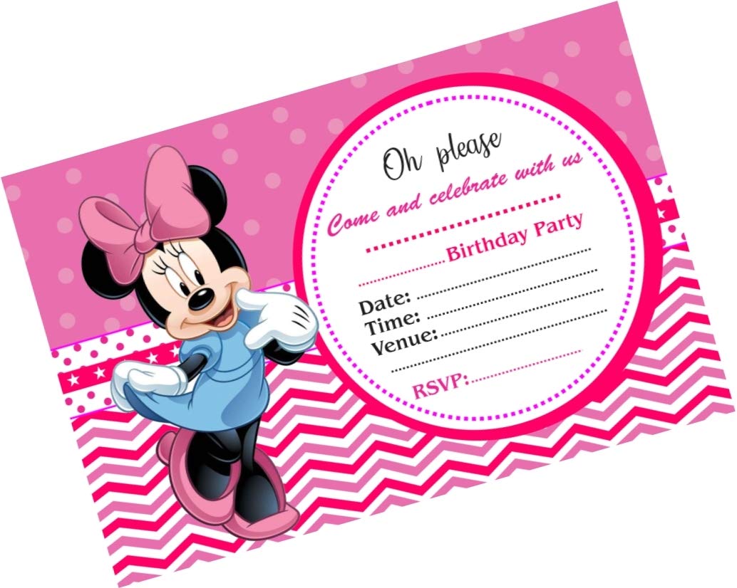Editable Minnie Mouse 1st Birthday Invitations Instant