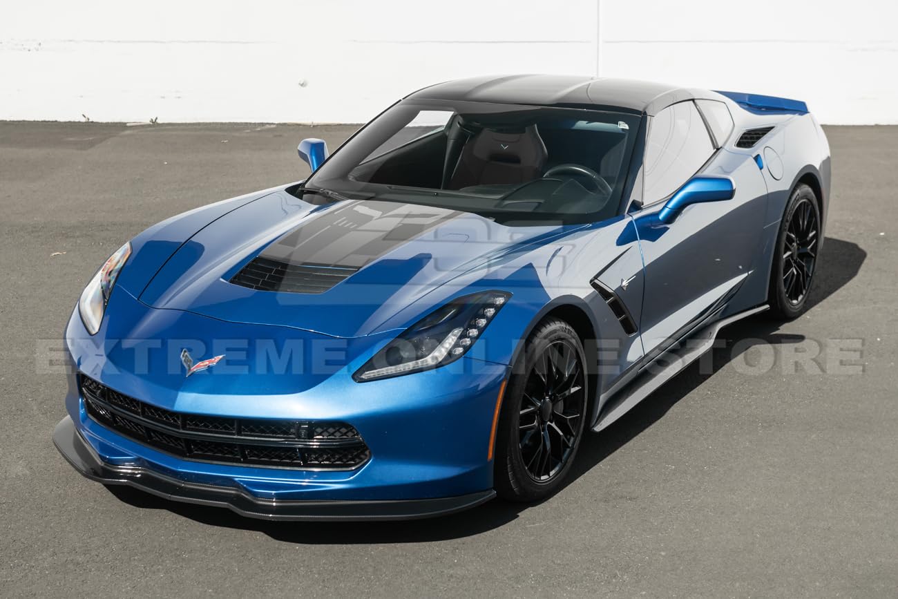 C7 ZR1 Style Front Bumper Hood Panel Black Aluminum FREEMOTOR802 ...