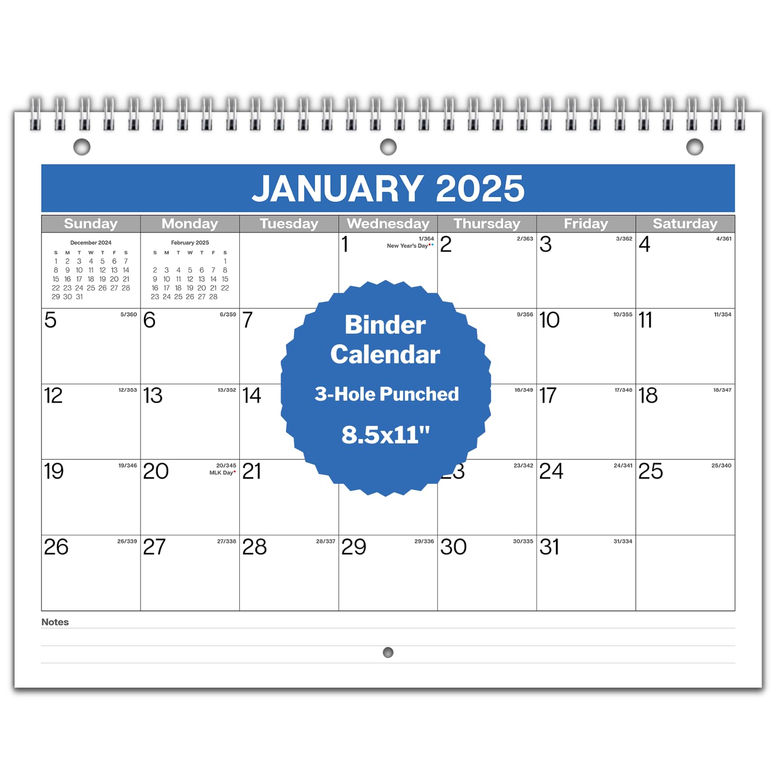 Dunwell8 5x11 Binder Calendar 2025 3 Hole Punched Fits 3 | Desertcart INDIA