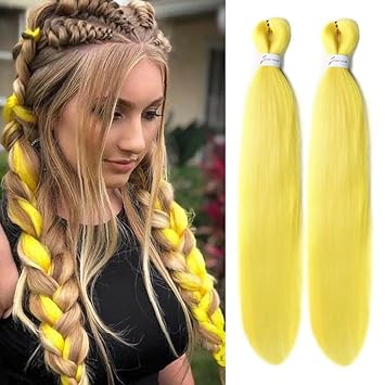 Amazon.com : Pre Stretched Braiding Hair,26 Inch 2 Packs Yellow ...