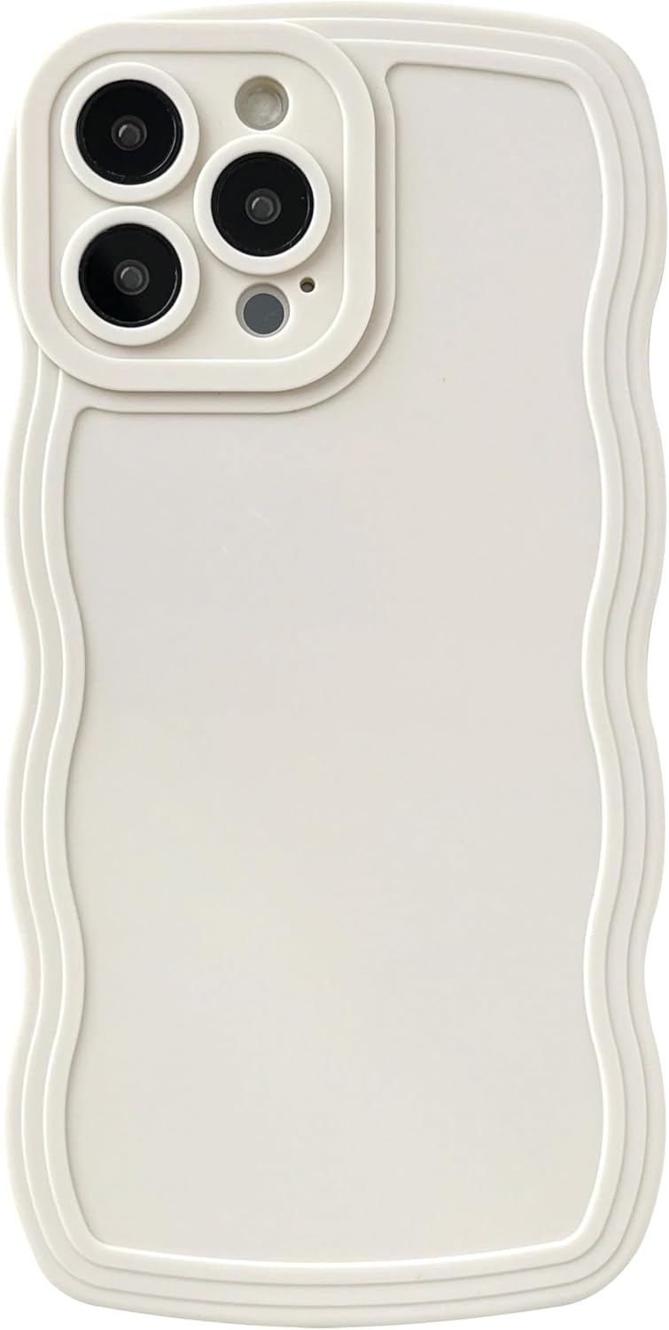 Amazon.com: Caseative Solid Color Curly Wave Frame Soft Compatible with iPhone Case (White ...