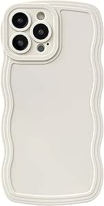 Amazon.com: Caseative Solid Color Curly Wave Frame Soft Compatible with iPhone Case (White ...