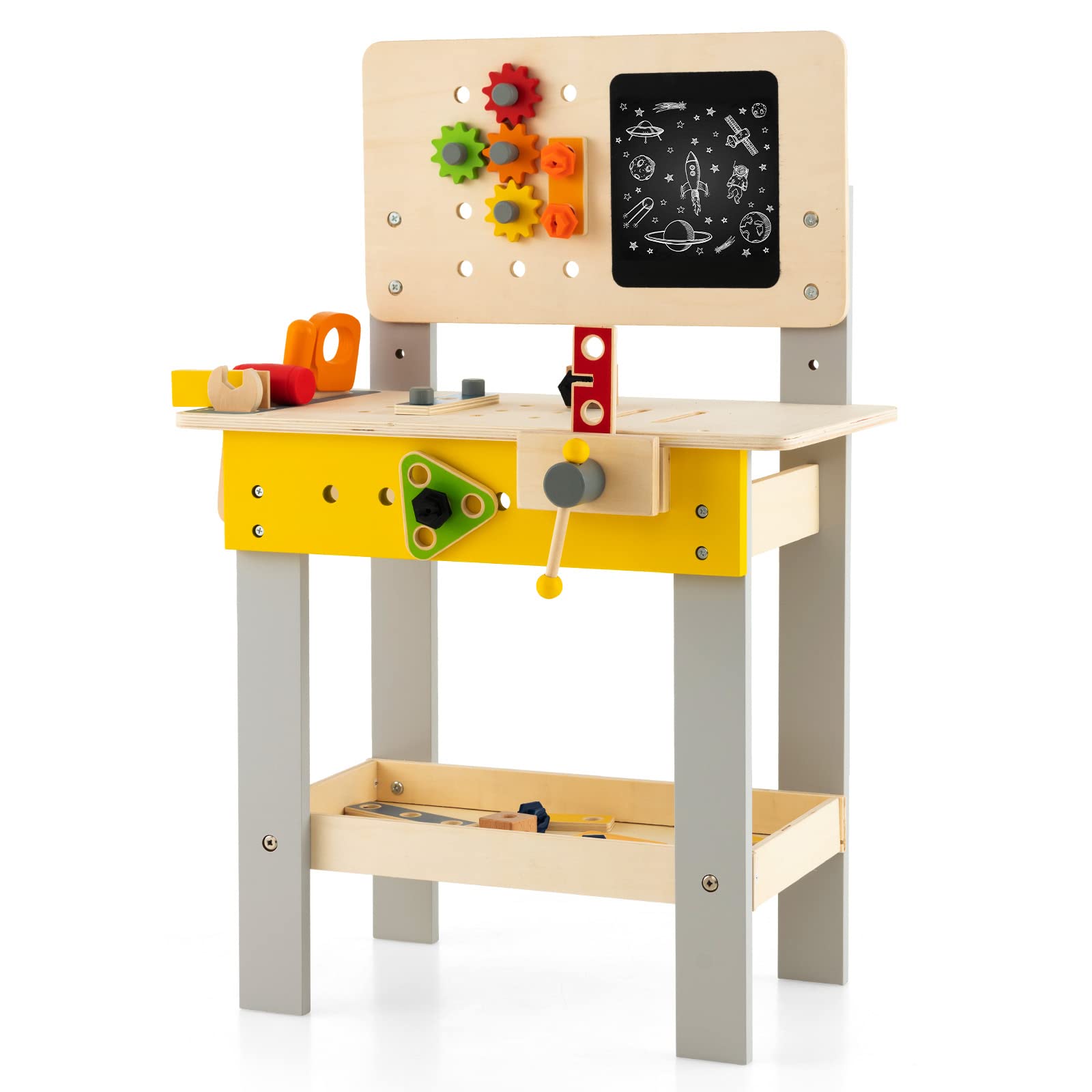 Maxmass Wooden Kids Workbench, Children Tool Bench Set with Hammer ...