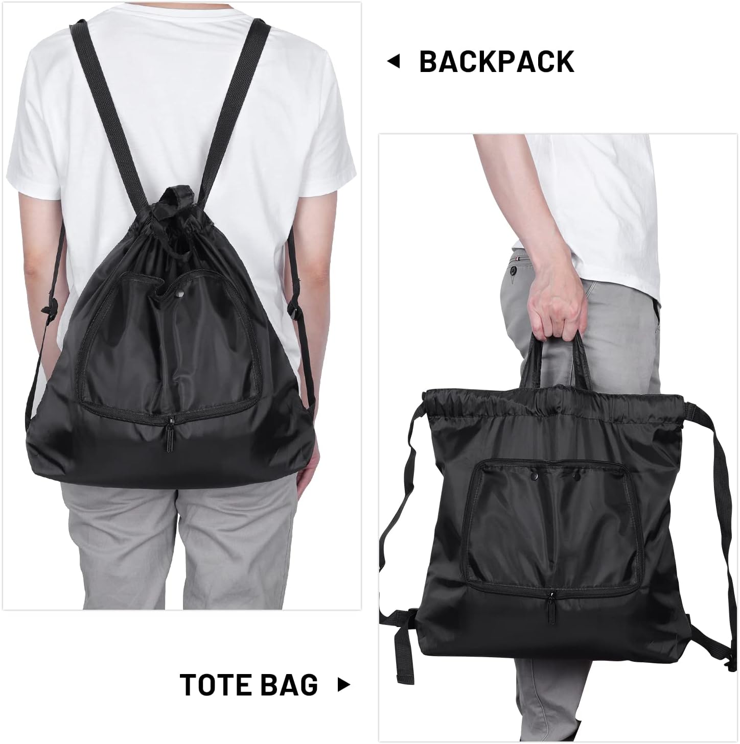 NymphFable 2 Pack Multifunctional Drawstring Gym Bags 2 In 1 Tote Bag ...
