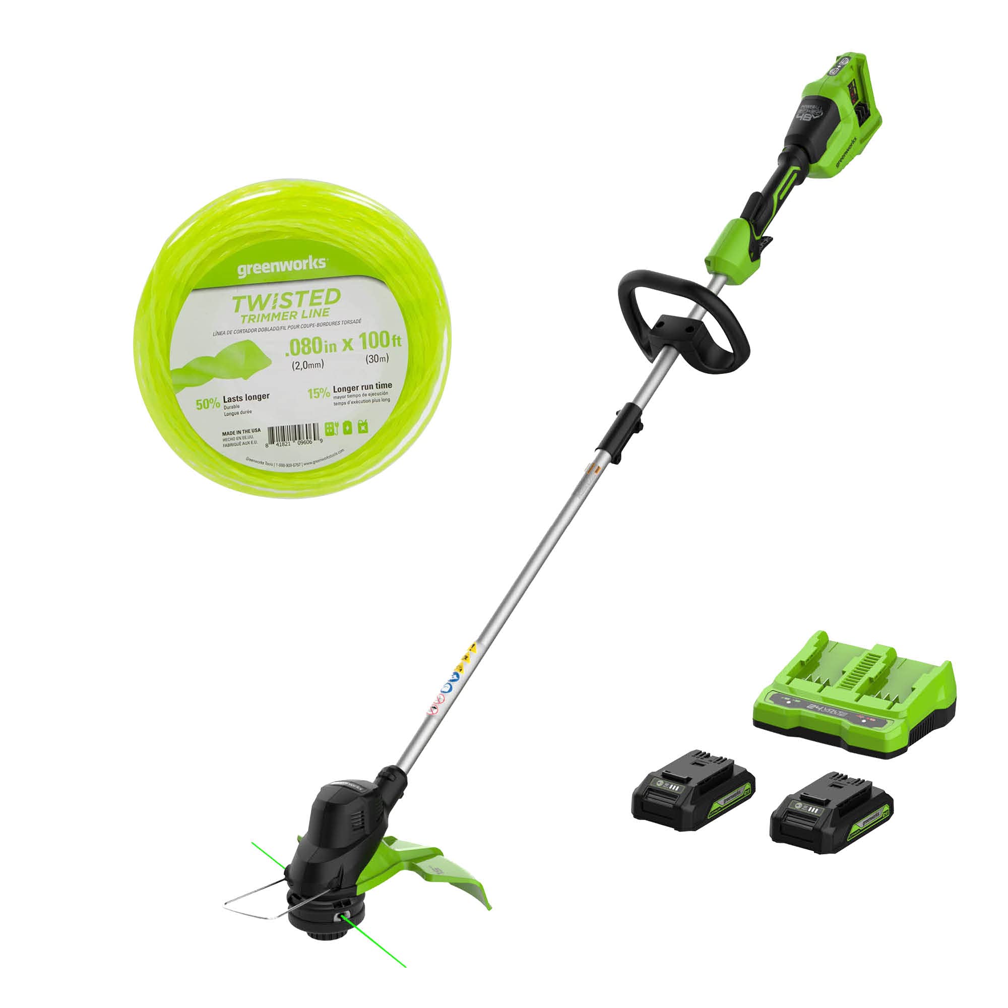 Amazon.com : Greenworks 48V (2 x 24V) 15” TORQDRIVE String Trimmer, 0. ...