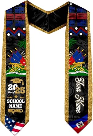 Amazon.com: IZI POD Personalized Haitians American Flag Graduation Sash ...