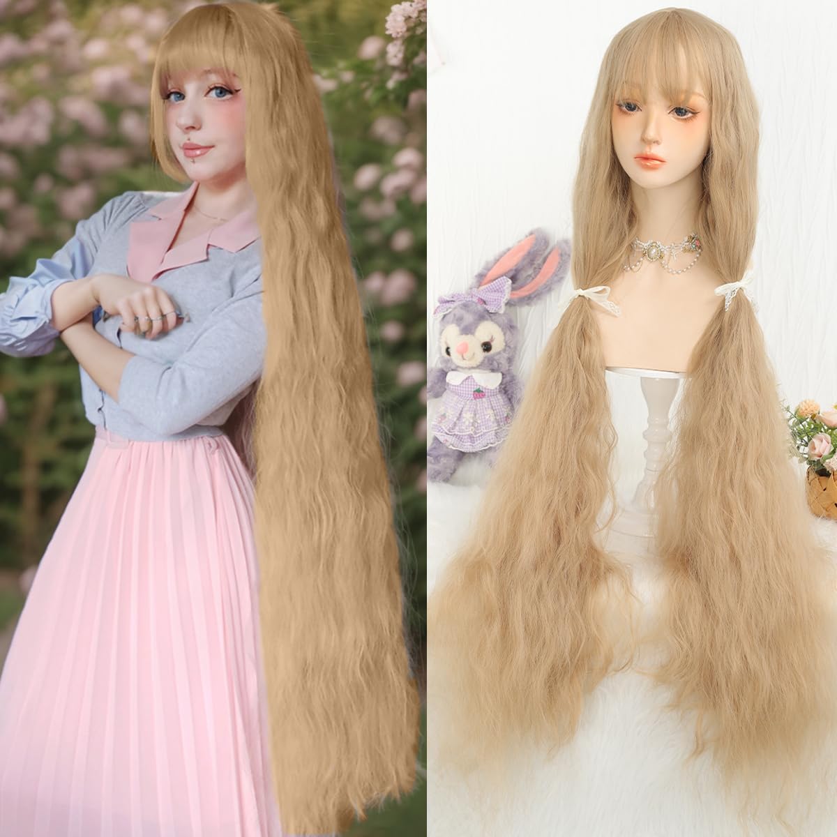 Amazon.com : AOSIWIG 44 Inch Extra Long Curly Cosplay Wig - Linen Brown ...