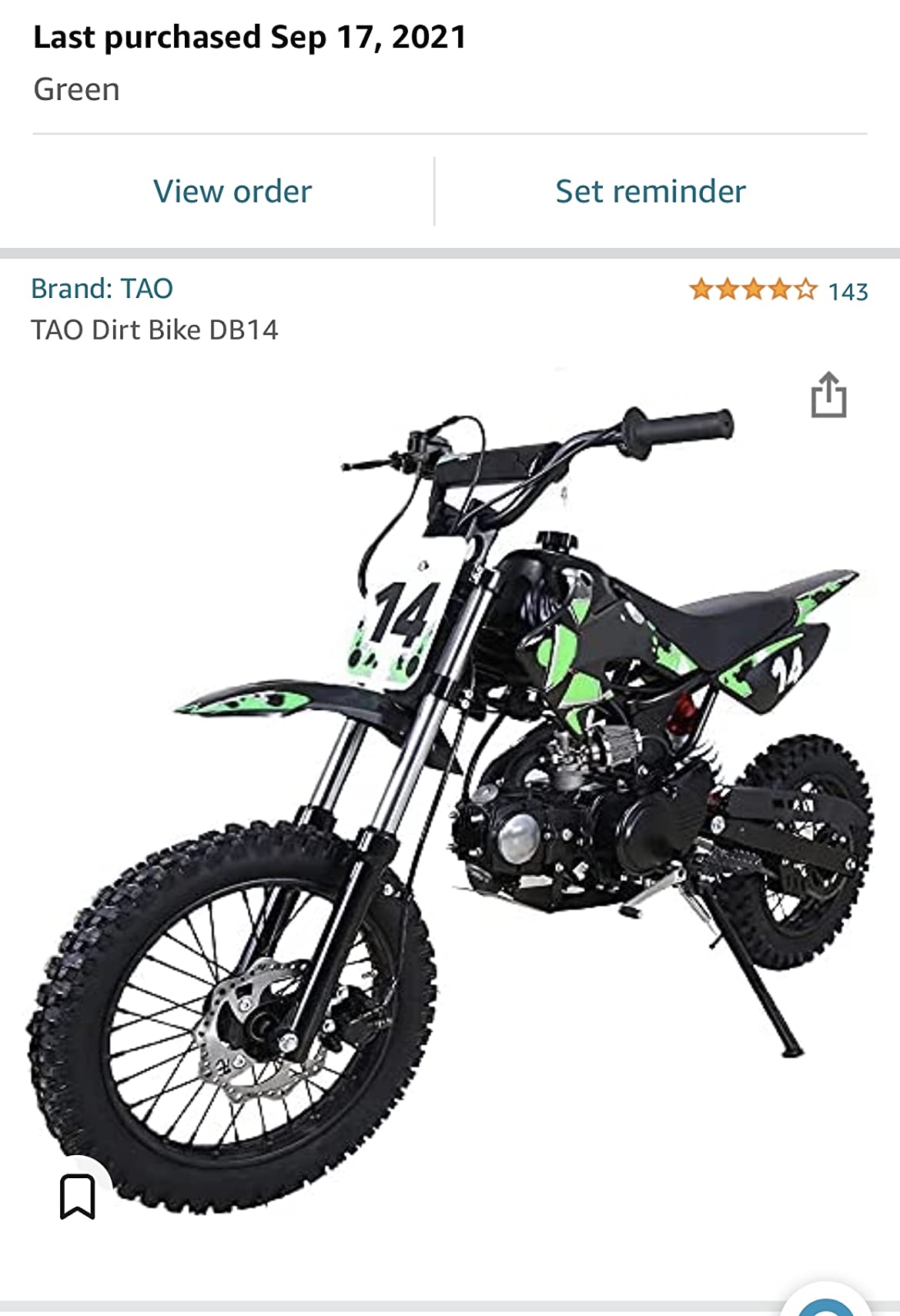 $29/mo - Finance TAO Motors DB14 Youth Motocross Dirt Bike for Kids ...