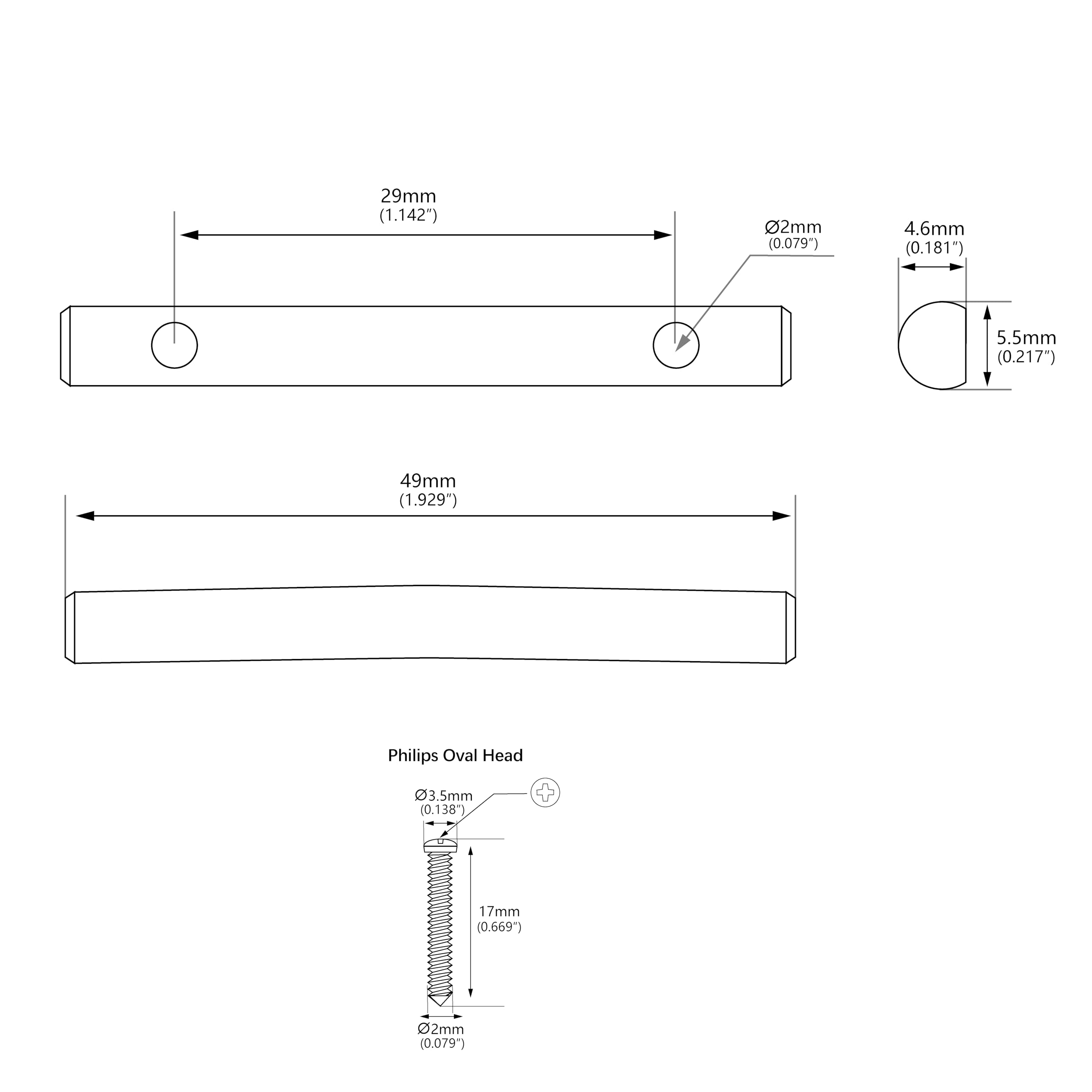 Banworks Copper Guitar String Guide Retainer Bar String Tension Bars ...