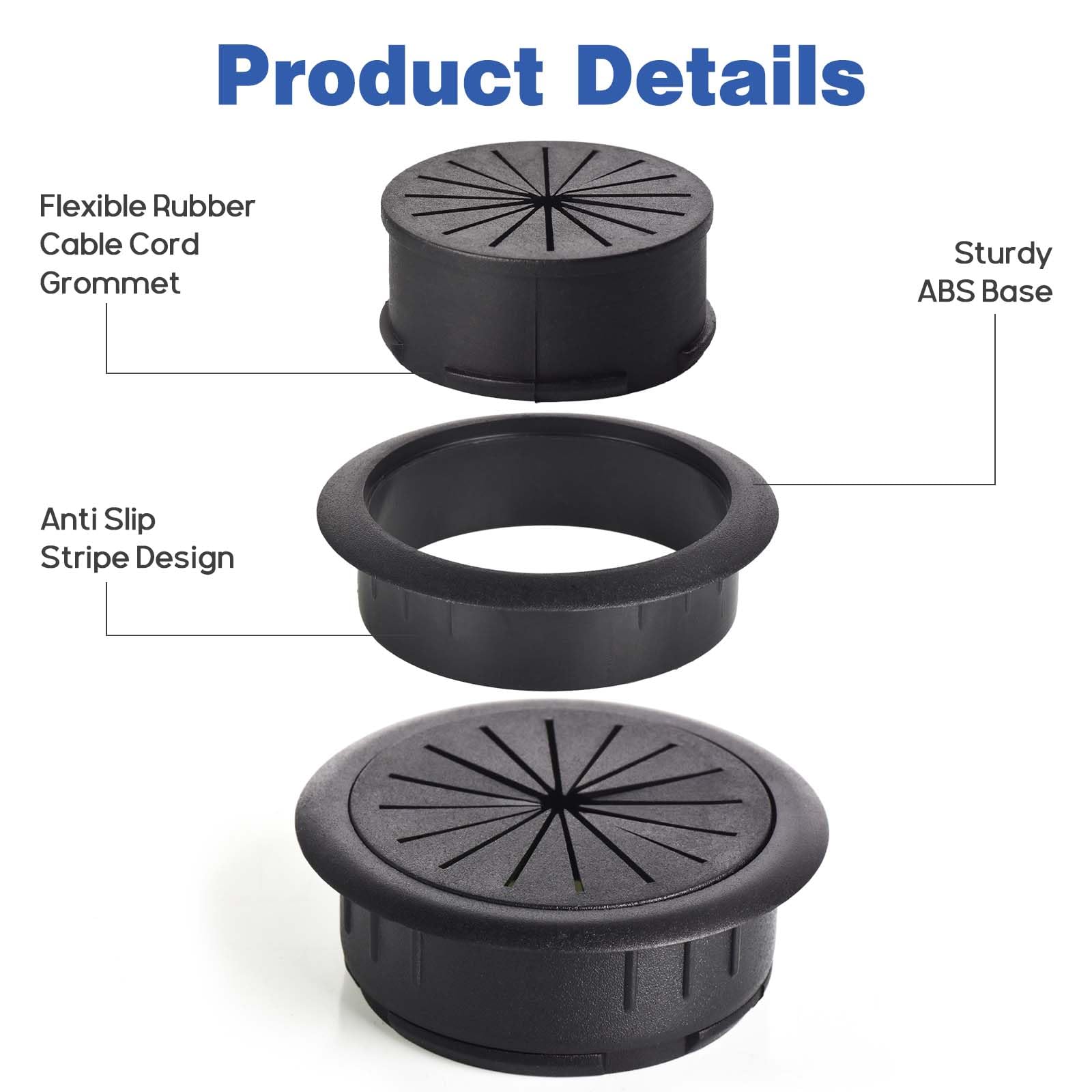 Snapklik.com : 6 PCS Desk Cable Grommet 2 Inch/50mm Flexible Silicone ...