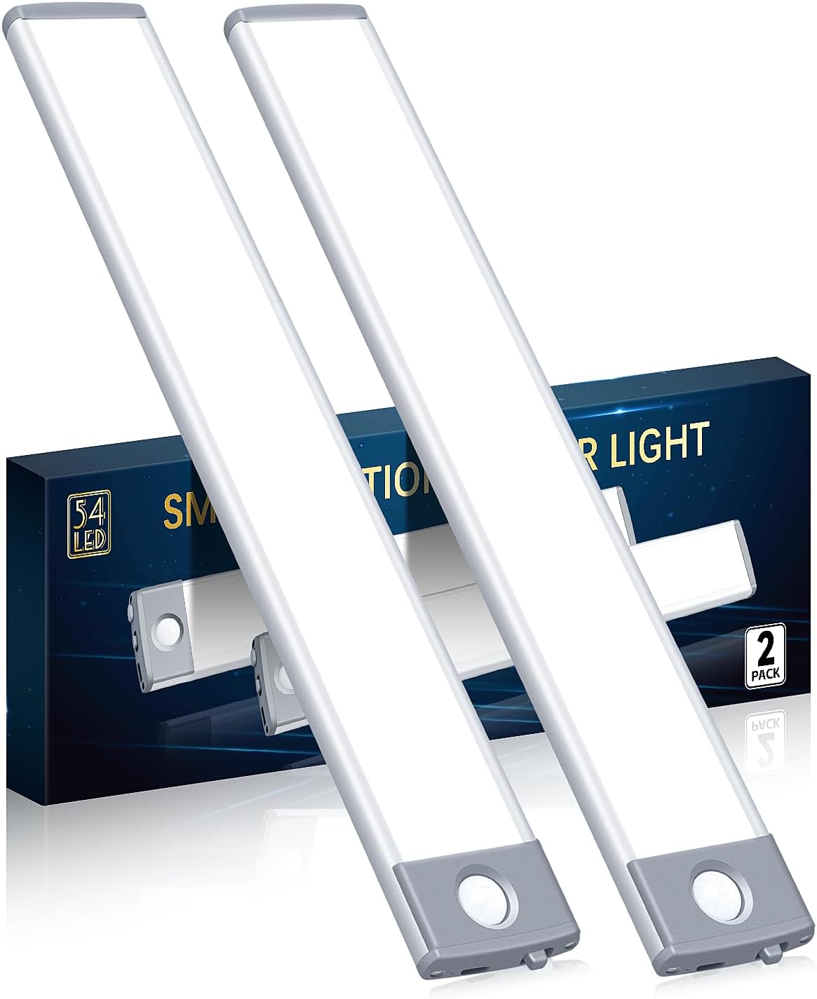 HIBOITEC LED Motion Sensor Cabinet Light 2500mAh 2 Packs Rechargeable ...