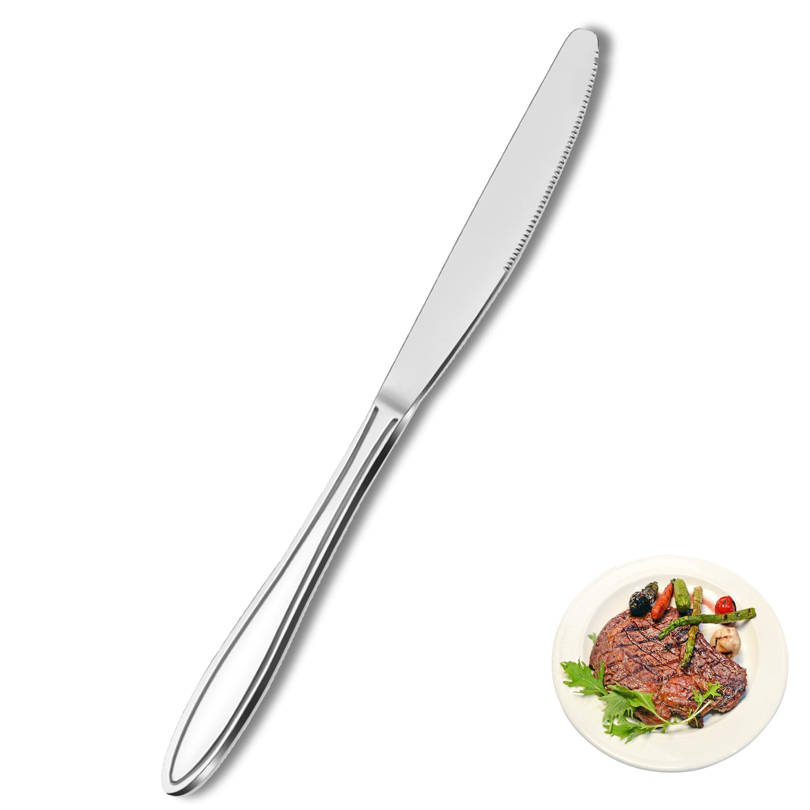 Pleafind Dinner Knife Set, 24 Pieces Dinner Knives Set, 8.66 inch(22cm ...