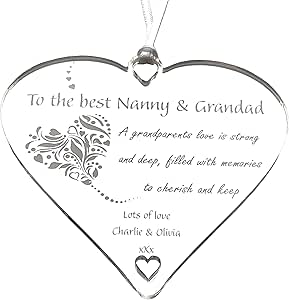 Personalised Nanny & Grandad Gift for Grandparents Poem Heart Present ...