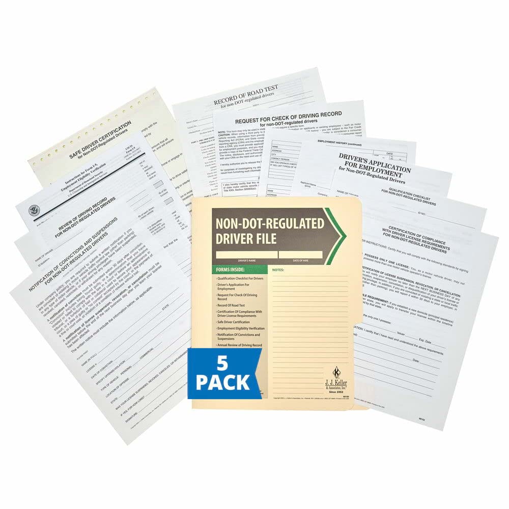 Amazon.com : Driver Qualification File Folder and Forms for Non-DOT-Regulated Drivers, Personnel ...