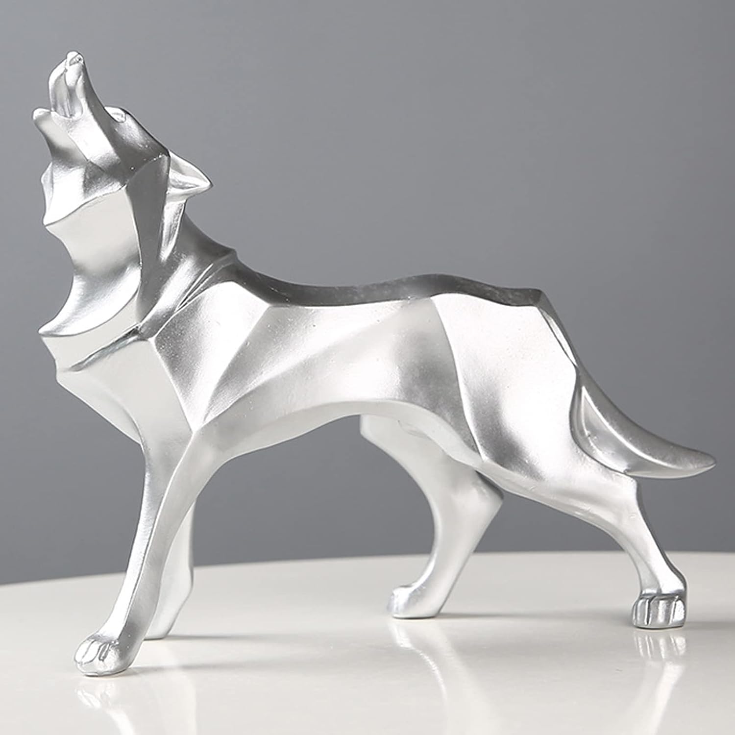 Amazon.com: 7.7" Tall Wolf Statue Resin Wolf Figurine Geometric Wolf ...