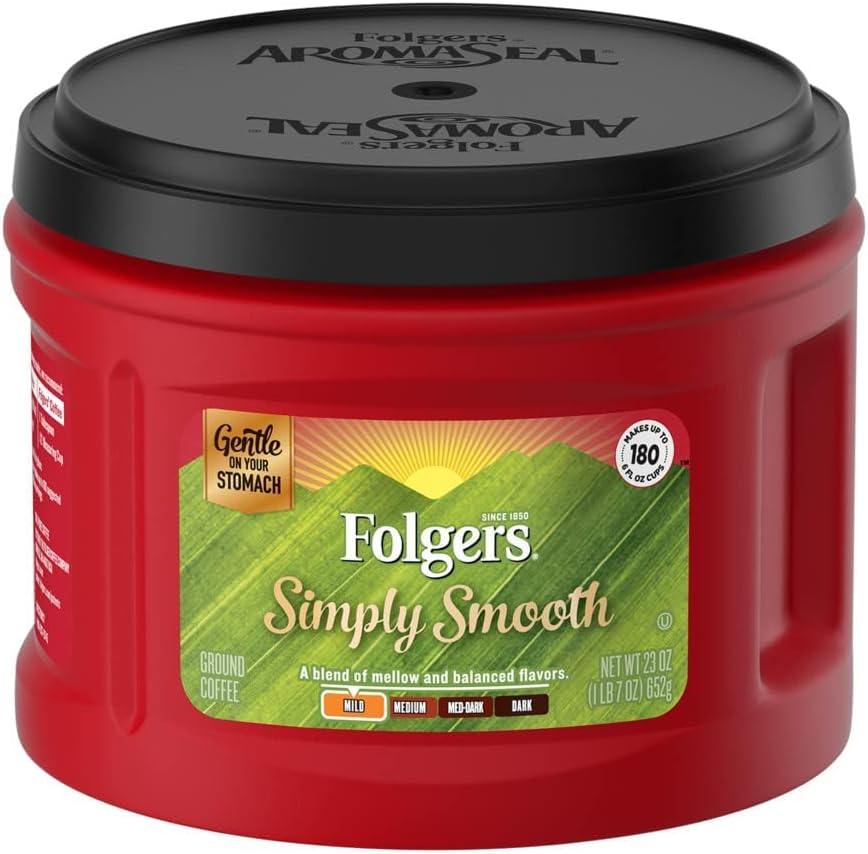 Amazon.com : Folgers Simply Smooth Mild Roast Ground Coffee, 23 Ounce ...