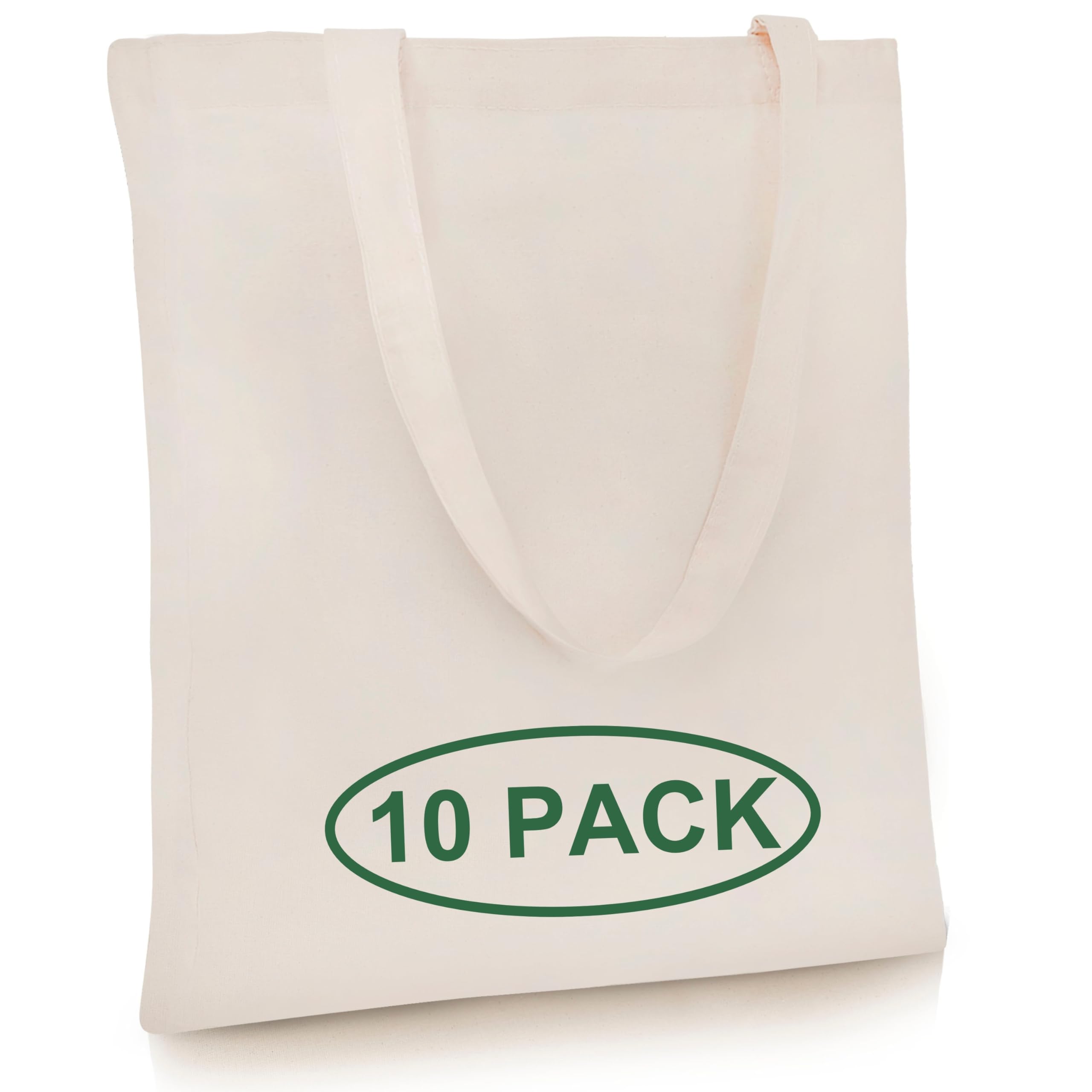 Amazon.com: Simply Cool 10-Pack Canvas Tote Bags Bulk, Reusable Grocery ...