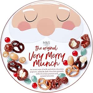 Christmas Very Merry Munch Mix Tin M&S, 460g - Milk & White Chocolate ...