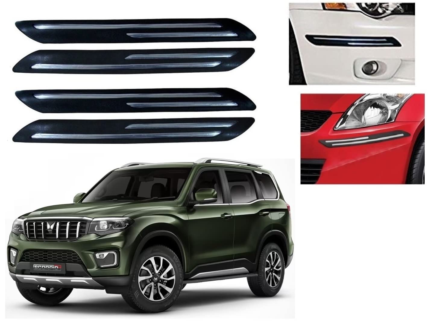 Auto Addict Bumper Protector Car Rubber Guard with Double Chrome Strip ...