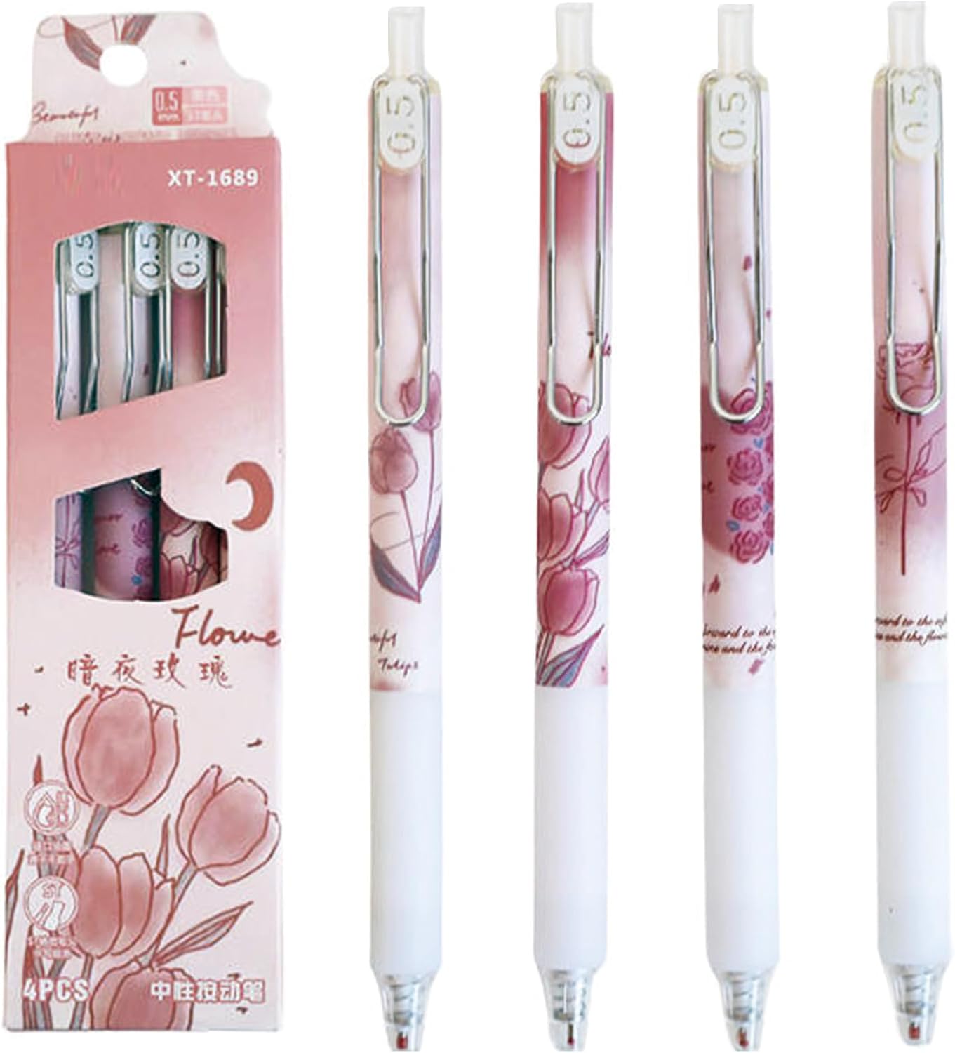 Amazon.com: MOZXIRZ 4 Pcs Flower Retractable Pens Cute Gel Ink Pens ...