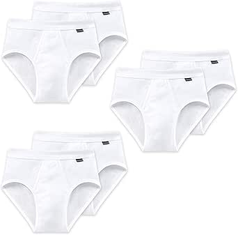 Schiesser Mens Sports Briefs 8 Pack Fine Rib Double Rib Basic White at ...